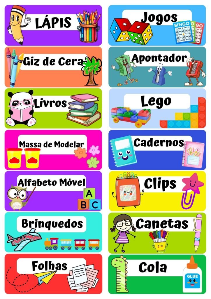 Etiquetas Organizadoras para Sala de Aula – Universo Educa